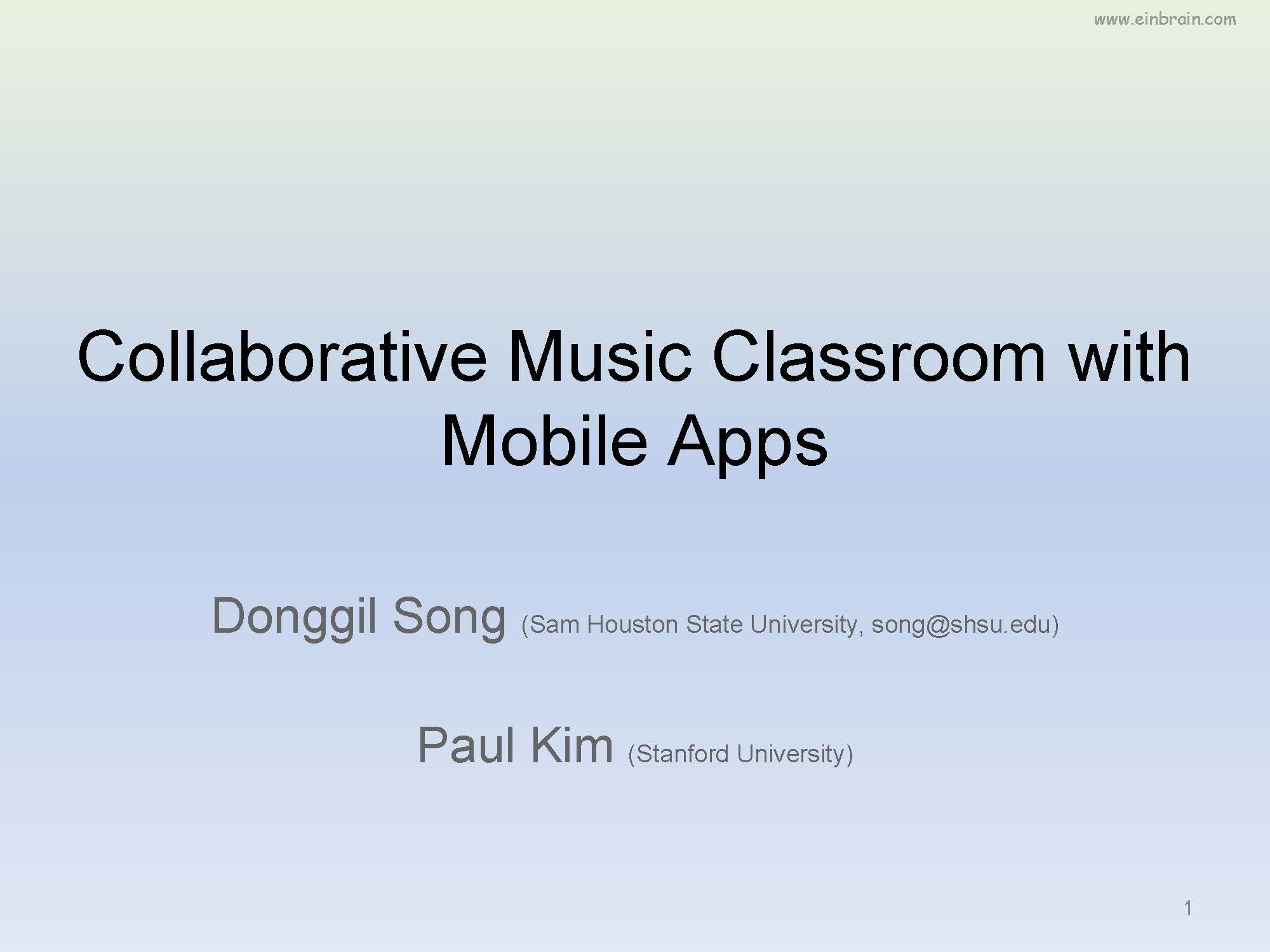 Collaborative Music Classroom with Mobile Apps | Einbrain Lab